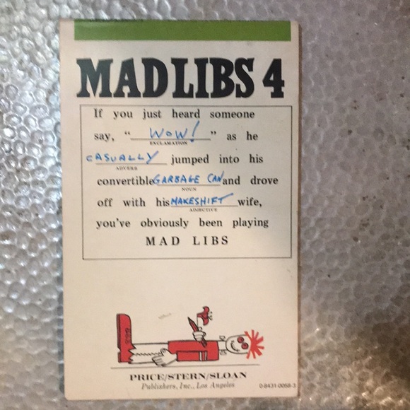 mad lib | Other | Vintage 965 Monster Mad Libs No 4 By Roger Price And ...
